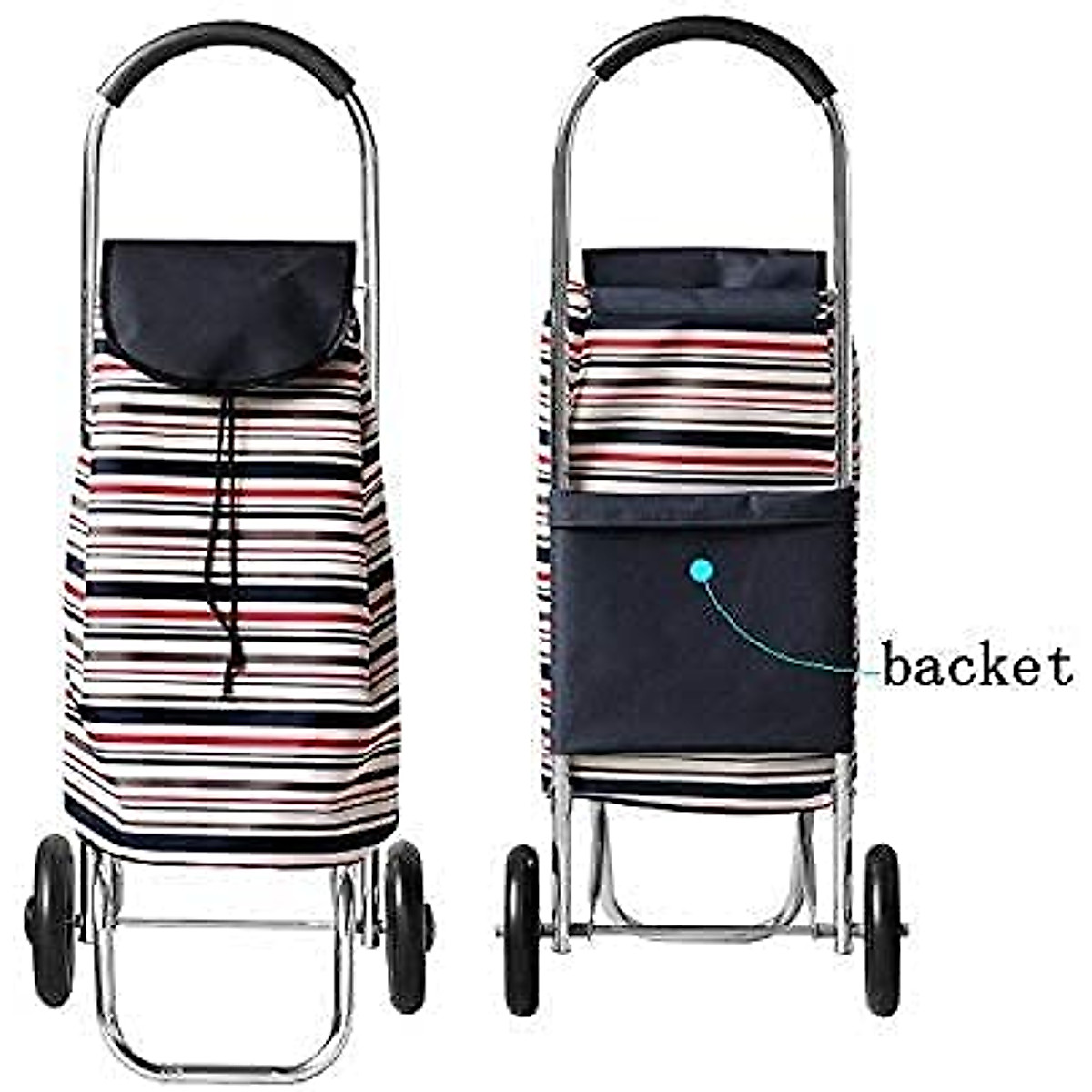 Shopping Trolley on Wheels Multi Function Shopping Cart Trolley Wheel Lightweight Aluminum Folding Luggage Cart Push-Pull Car Storage Hand Trucks,Blue ,