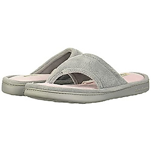 Dearfoams womens Melanie Colorblocked Microfiber Terry Thong Shoe Slipper, Sleet, Large US