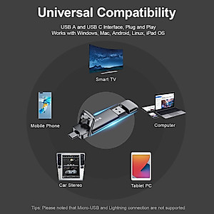SSK 1TB USB Drive, External SSD Fast 550MB/s 2-in-1 Dual Drive USB Type C+ USB A 3.2 Gen2 Solid State Thumb Drive SSD Stick for iPhone 15/PS4/Android Phone/Tablet/Windows/Mac