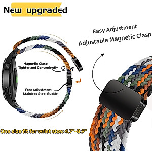 Nylon Magnetic Bands Compatible with Samsung Galaxy Watch 6/5/4/3 Pro/Classic/Sport/Gear S3/S2 Frontier/Active, 20mm & 22mm Watch Strap for Samsung Watch 47mm 46mm 45mm 44mm 43mm 42mm 41mm 40mm