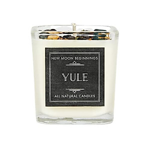 Yule Candle by New Moon Beginnings - Winter Holiday Candles - Herb & Crystal Candles - Soy Candle - Winter Solstice Candles