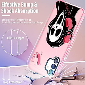 Toycamp for Samsung Galaxy A13 5G Case with Ring Kickstand, Cute Design for Women Girls Girly Boys Teens Skeleton Skull Cartoon Print Case (6.5 Inch)