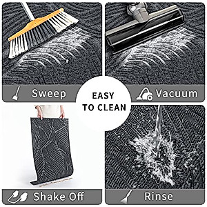 Yimobra Front Door Mat Outdoor Entrance, Heavy Duty 29.5 x 17 Inch Waterproof Patio Guard Doormat, Non-Slip Stain and Fade Resistant Shoe Scraper for Indoor, Entryway, Dark Grey