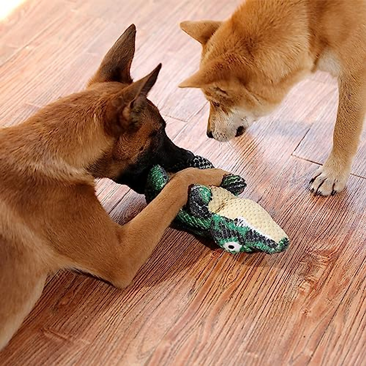 Tikaton Dog Plush Toys - Squeaky Puppy Chew Toy for Teething, Training, Boredom and Stimulating, Perfect Durable Present for Small Medium Large Breeds with Cute Crocodile Shape