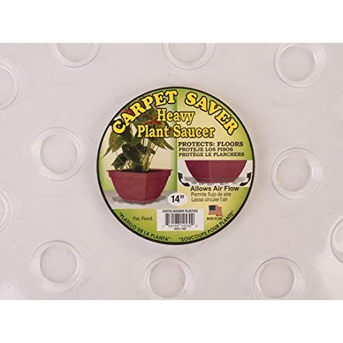 CWP SQDS-1400 Heavy Gauge Footed Square Carpet Saver Saucer, 14-Inch by 14-Inch, Clear (Pack of 2)