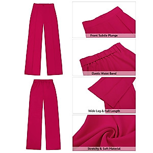 Vetinee Women Dress Pants Pink Front Crease Outfit Plus Size Elastic Waist Work Pants Boho Clothes for Women Hot Pink Size 16