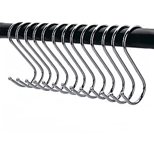 Soqool 3.5Inch Heavy Duty S Hooks 12PCS Stainless Steel Hook for Hanging Double Sided Utility Hook for Shower Curtain Rod,Closet S Hooks,Kitchen Hanging Hook