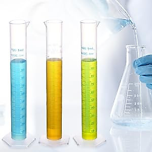 QWORK 100ml Polypropylene Plastic Beakers – Laboratory Test Beakers with Hexagonal Base, 20-Pack Transparent Measuring Cylinder Dual-Sided Measurement Lines, Science Projects & Home Use