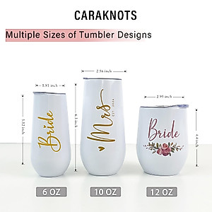CARAKNOTS 6 OZ Bride Champagne Flutes Bride Gifts Wedding Gifts for Bride Champagne Tumbler Engagement Bridal Shower Gifts for Bride to Be Stainless Steel Champagne Tumbler Cup White 6 OZ