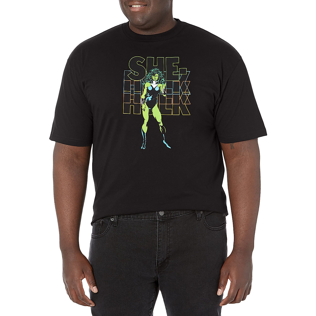 Marvel Big & Tall Classic She Hulk Men's Tops Short Sleeve Tee Shirt, Black, X-Large