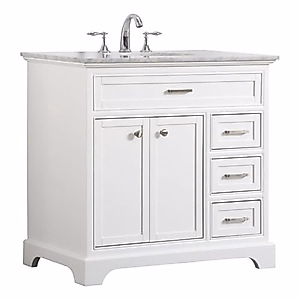 Elegant Kitchen and Bath 36 inch Single Bathroom Vanity Cabinet Set - White