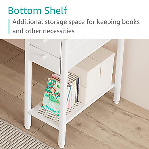 Lufeiya White Small Desk with Drawers - 40 Inch Computer Desk for Small Space Home Office, Modern Simple Study Writing Table PC Desks