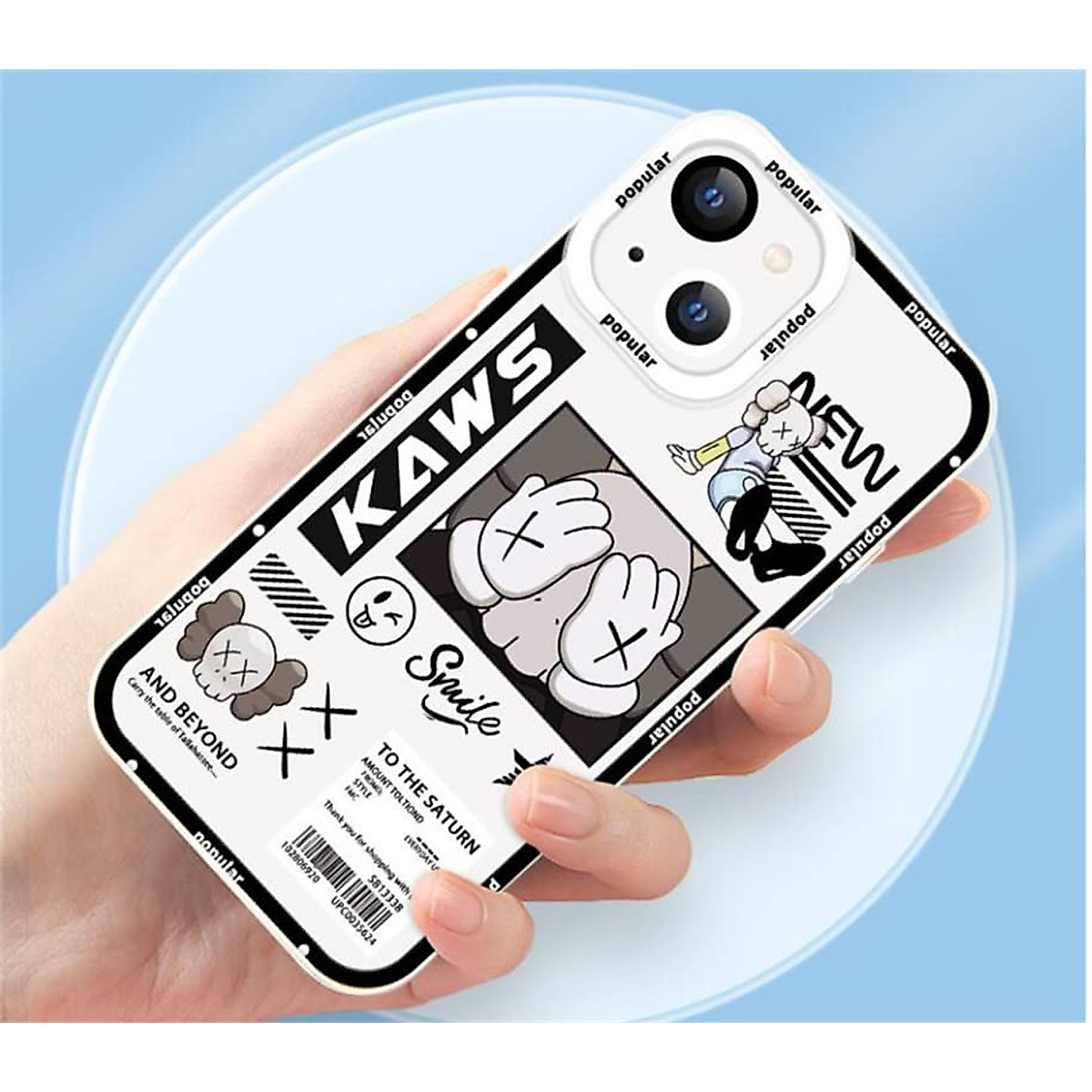 Cool Clear Case Compatible with iPhone 13 Mini for Mens and Womens,Clear Case with Cartoon Street Fashion Pattern Design Slim Soft Silicone Protection Phone Cover (White,13 Mini)