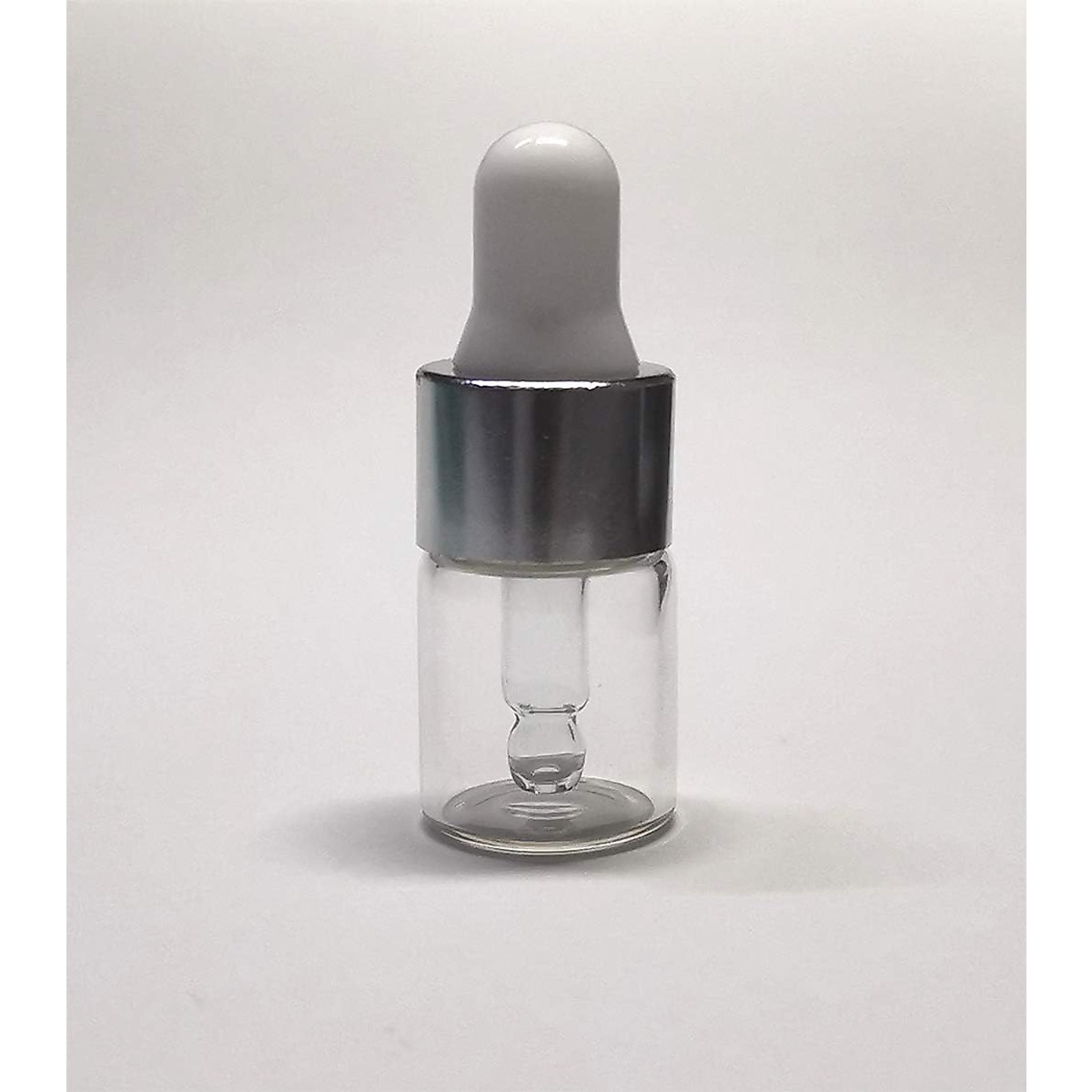 ZbFwmx 50 Pcs Mini Glass Dropper Bottle Lab Dropping Bottles Essential Oil Dropper Bottles Cosmetic Sample Vials Dropping Sample Containers Eye Dropper Dispenser (Silver-Clear, 1ML)