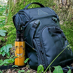 Garfield OFFICIAL Garfield Big Head 24 oz Insulated Canteen Water Bottle, Leak Resistant, Vacuum Insulated Stainless Steel with Loop Cap, Black