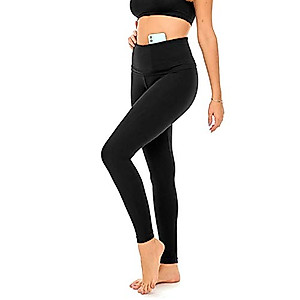 DEAR SPARKLE Fold Over Yoga Pants for Women Cotton Leggings Foldover High Waist Leggings Plus Size (C6 F) (Black, Medium)