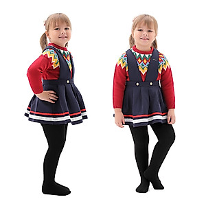 EPEIUS Little Girl Tights Toddler Baby Girl Seamless Cable Knit Leggings Thick Solid Cotton Stockings Footed Pants for 2-4 Years 3 Pair Pack,Black/White/Pink