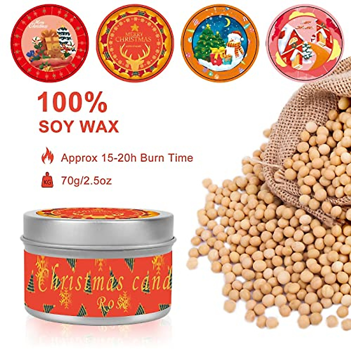 Christmas Scented Candles Gift Set, 12 PCS 2.5oz Aromatherapy Candles Gifts for Women Soy Wax Candles Gift for mom Portable Travel Tin Jar Candles for Birthday, Thanksgiving, Mother's Day