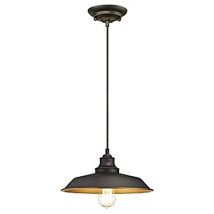 Westinghouse 6344700 Iron HIL Pendant, One Light, Oil Rubbed Bronze/Bronze