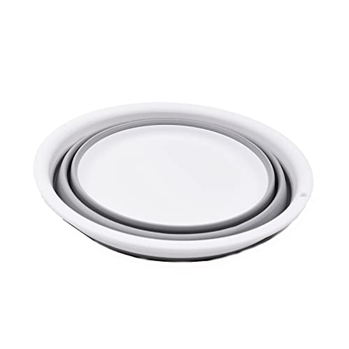 SAMMART 5.5L (1.45 Gallon) Collapsible Tub - Foldable Dish Tub - Portable Washing Basin - Space Saving Plastic Washtub (White/Grey, 1)