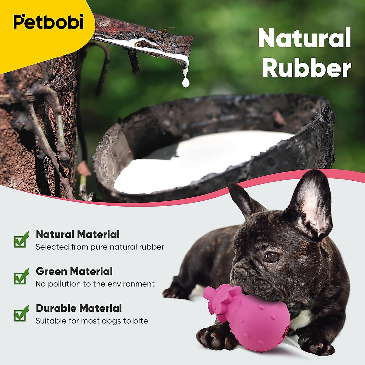 Petbobi Dog Chews for Aggressive Chewers - Natural Rubber Chew Toys for Dogs, Tough Durable Indestructible Dog Toys for Small Medium Dogs, Interactive Dog Toy Puppy Teething Toys, Purple Eggplant
