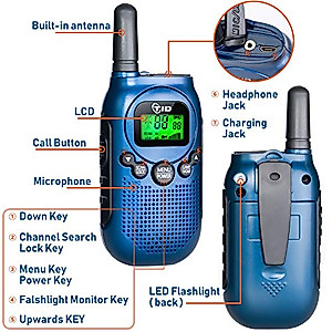 TIDRADIO TD-M3 Walkie Talkies for Kids 22 Channel USB Rechargeable Kids Walkie Talkies 2 Way Radio Toy Best Gifts for Boys and Girls to Outside 3 Pack