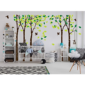 ANBER Giant Jungle Tree Wall Decal Removable Vinyl Sticker Mural Art Bedroom Nursery Baby Kids Rooms Wall Décor (Brown and Green)