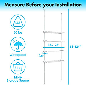 Starbover Over The Toilet Storage Shelf, 4-Tier Bathroom Organizers and Storage, Bathroom Space Saver with Adjustable Rack Metal, White