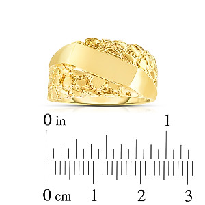 Floreo 10k Yellow Gold 11.2mm Engraved Personalized Initial Name Nugget Ring, Size 9