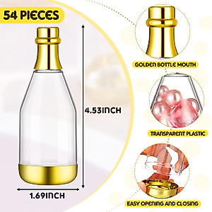 54 Pieces Champagne Bottles Candy Bottles Bridal Shower Favors Mini Baby Bottle for Baby Shower Mini Champagne Bottles Bulk Plastic Wine Alcohol Containers for Wedding Birthday Party (Gold)