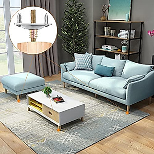 Leg Mounting Plates, 4 Sets Furniture Leg Attachment Plates, 5/16"(M8) Industrial Grade Flat Mounting T-Plates with Hanger Bolts, Screws, Strengthen Weak Furniture Repair Damaged Sofa Couch Seat