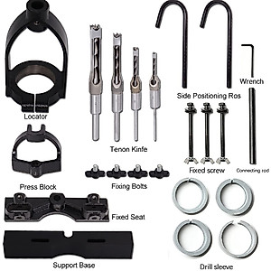 Wafoy Mortising Attachment for Drill Press, 4 Tools Model Drills Chisel Set Mortise and Tenon Tools, Upgrade for Woodworking Mortise Bench for Drill Press Locator