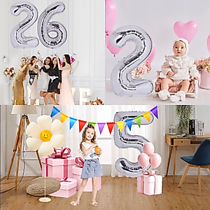 40 Inch Number 20 Balloon Silver Jumbo Giant Big Large Number 20 Foil Mylar Silver Balloons 20th Birthday Party Anniversary Decorations Supplies for Boys Girl Balloon Event Ocean Mermaid Theme Party