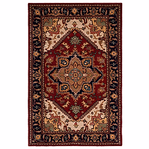 SAFAVIEH Heritage Collection Area Rug - 5' x 8', Red, Handmade Traditional Oriental Wool, Ideal for High Traffic Areas in Living Room, Bedroom (HG625A)