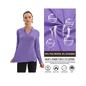 COOrun Long Sleeve Workout Shirts for Women Yoga Athletic Casual Tops Gym Running Breathable Shirt Quick Dry Purple_ Large