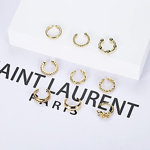 HAIAISO 18 Pcs Gold Ear Cuffs for Women Non Piercing Adjustable Ear Cuff Earrings Clip On Cartilage Helix Wrap Ear Jewelry Set…