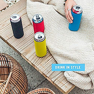 Slim Can Cooler Sleeves (9 Pack) for White Claw Sleeves for 12oz Skinny Can Coolers - Soft Insulated Slim Sleeves for Cans - Beer Sleeves for Cans like Michelob Ultra Can Holders for Tall Skinny Cans