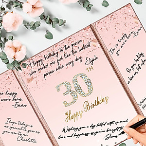 Crenics Rose Gold 30th Birthday Decorations, Creative 30th Birthday Guest Sign in Book Alternative, Large 30th Birthday Signature Book 12" x 18", Great 30 Years Old Birthday Gifts for Women