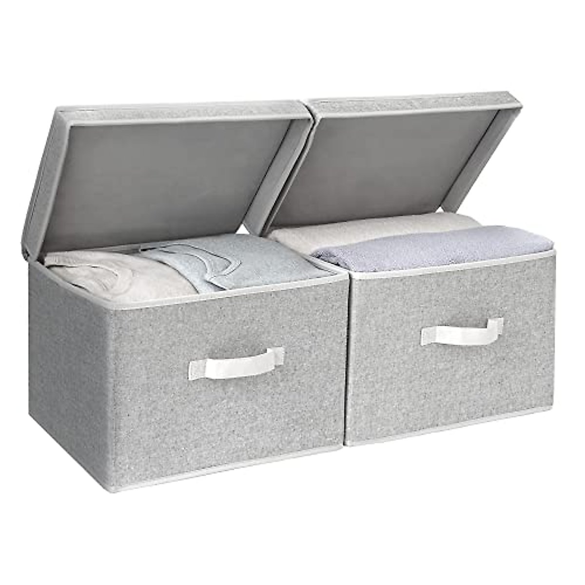 StorageWorks Decorative Storage Boxes, Storage Basket With Lid And Handles, Gray, Large, 2-Pack, 15 ¾" L x 10 ¼" W x 9 ¾" H