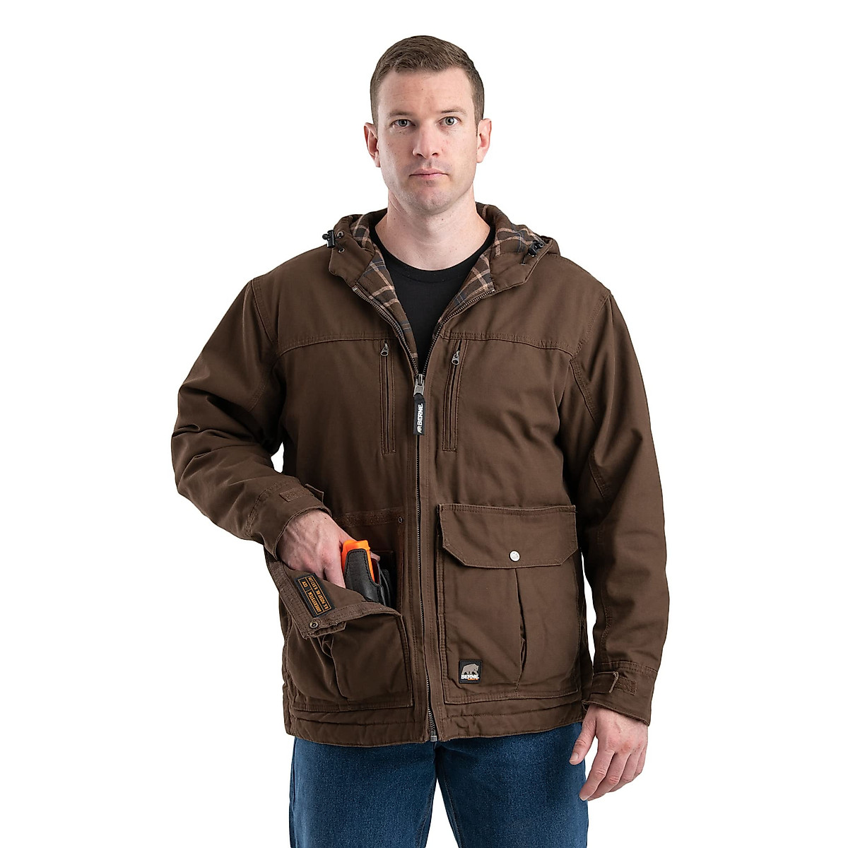Berne Men's Echo One One Concealed Carry Jacket, Medium Regular, Bark