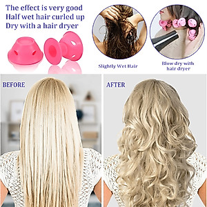 36 Pcs Magic Hair Rollers Heatless Silicone Hair Curlers 0.79 inch Self Grip DIY Hair Styles for Long Medium Short Hair Women Girls with 1 Net Cap 1 Zipper Bag 100 Rubber Bands Pink
