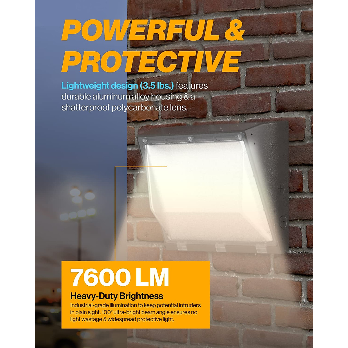 Sunco 80W LED Wall Pack Outdoor Industrial Dimmable Waterproof Commercial Grade Security Warehouse Super Bright Parking Lot, Selectable CCT 3000K/4000K/5000K, 7600 Lumen, AC120-277V