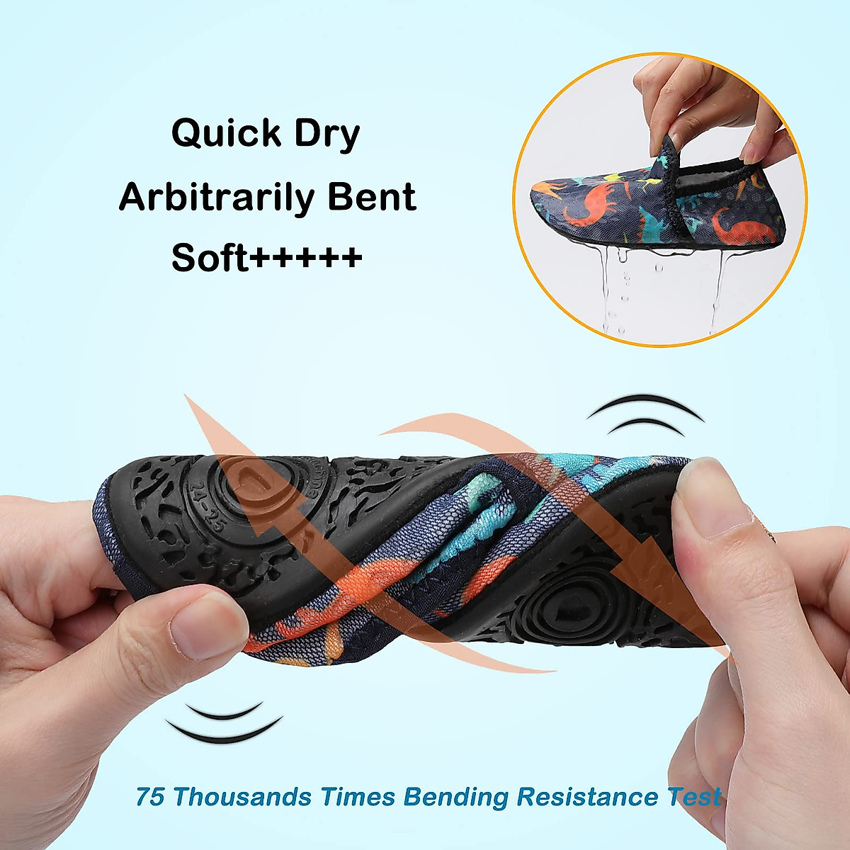 Lefflow Toddler Slippers Socks Boy Beach Swimming Aqua Sandals Shoes Toddler House Slippers Socks for Boy Girl Quick Dry Water Shoes Dinosaur Blue Size 7-8