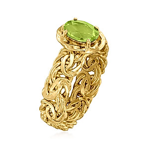 Ross-Simons 0.80 Carat Peridot Byzantine Ring in 18kt Gold Over Sterling. Size 7
