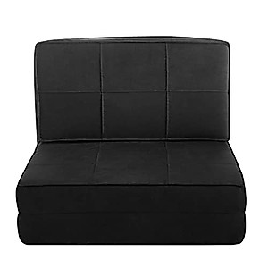 Urban Shop Ultra Suede Convertible Flip Chair, L28.5 x W29.53 x H23.0, Black