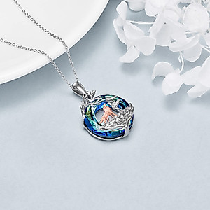 WINNICACA Wolf and Women Gifts Sterling Silver Wolf Necklace Animal Crystal Jewelry Wolf Pendant Gifts for Women