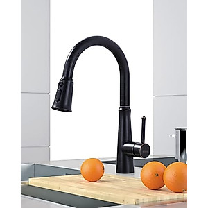 WOWOW Kitchen Faucet Head Replacement, 3 Function Pull Down Faucet Sprayer Head with 9 Adapters, Oil Rubbed Bronze Kitchen Sprayer Nozzle Compatible with Moen, Delta, Kohler Faucets