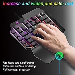 One Handed Gaming Keyboard and Mouse Combo,Rainbow Backlit 39 Keys Mechanical Feel Portable Mini Gaming Keypad+RGB Gaming Mouse+G6L LED Backlit Converter for Xbox One/Xbox 360/PS5/PS4/PS3/PC