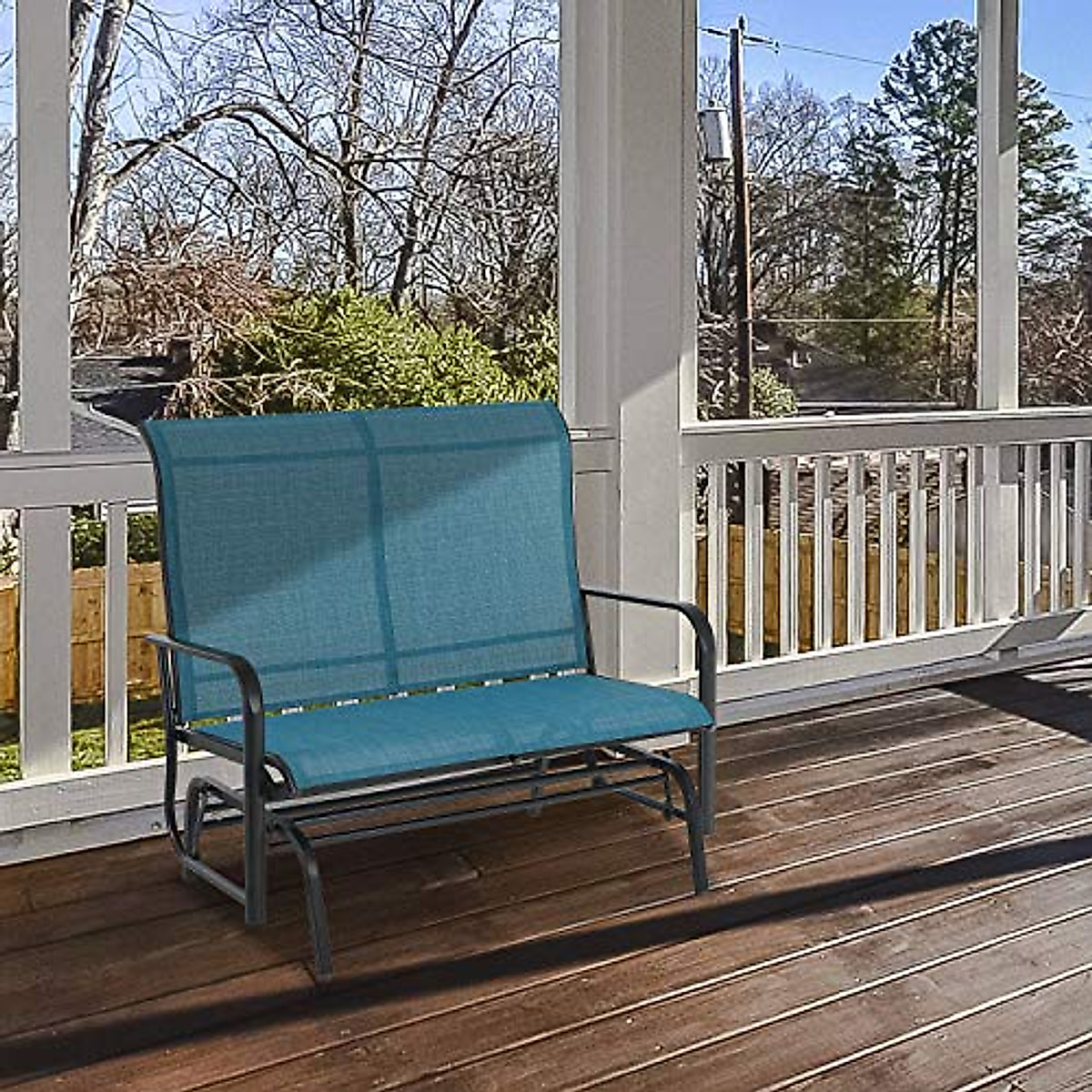 Sophia & William Patio Glider Rocking Chair for 2 Person, Outdoor Swing Love Seat Rocker Chair Bench of Sling Fabric and Power Coating Metal Frame for Porch, Balcony, Backyard