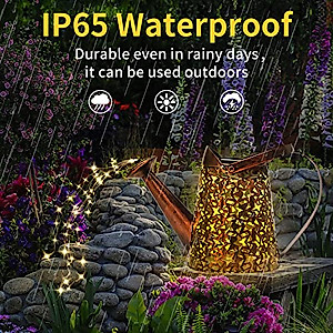 Solar Watering Can with Lights, Halloween Garden Decor Lights 60LEDs Waterproof Hanging Solar Lantern,Mother's Day Christmas Gift for Table Patio Lawn Yard Landscape Pathway